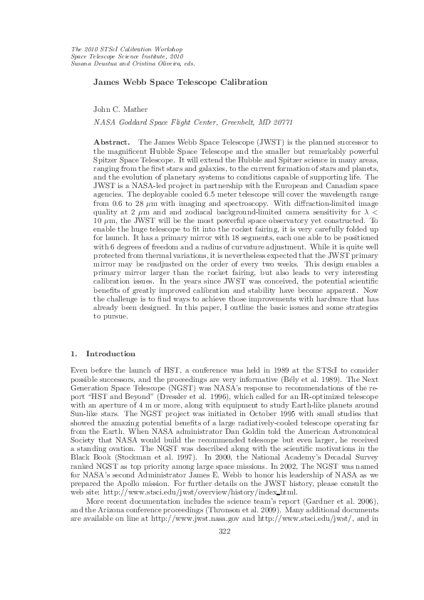 (PDF) James Webb Space Telescope Calibration