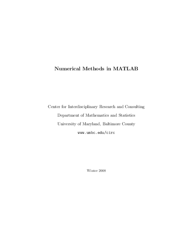 (PDF) Numerical Methods with MATLAB