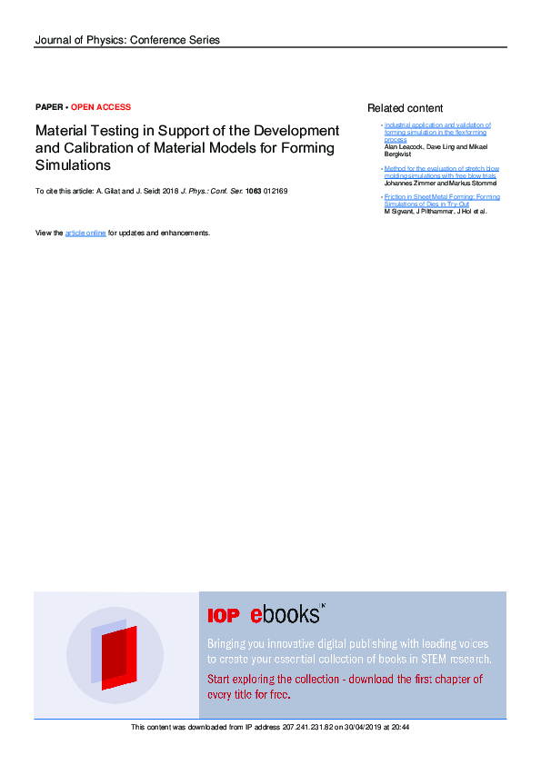 (PDF) Material Testing in Support of the Development and Calibration of ...