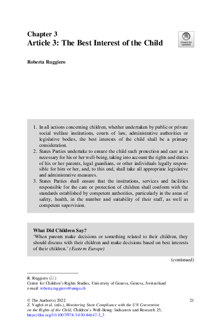 (PDF) Article 3: The Best Interest of the Child