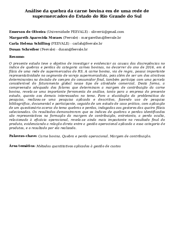 (PDF) Análise Da Quebra Da Carne Bovina Em De Uma Rede De Supermercados ...