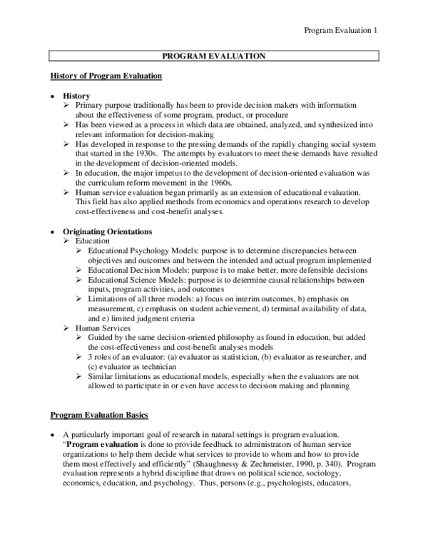 (PDF) What Is Program Evaluation?