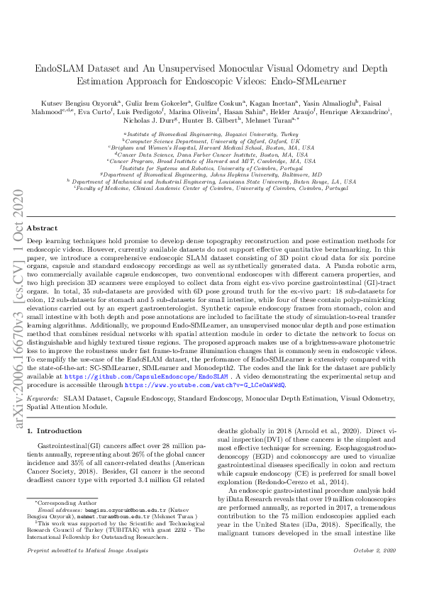 (PDF) EndoSLAM dataset and an unsupervised monocular visual odometry ...