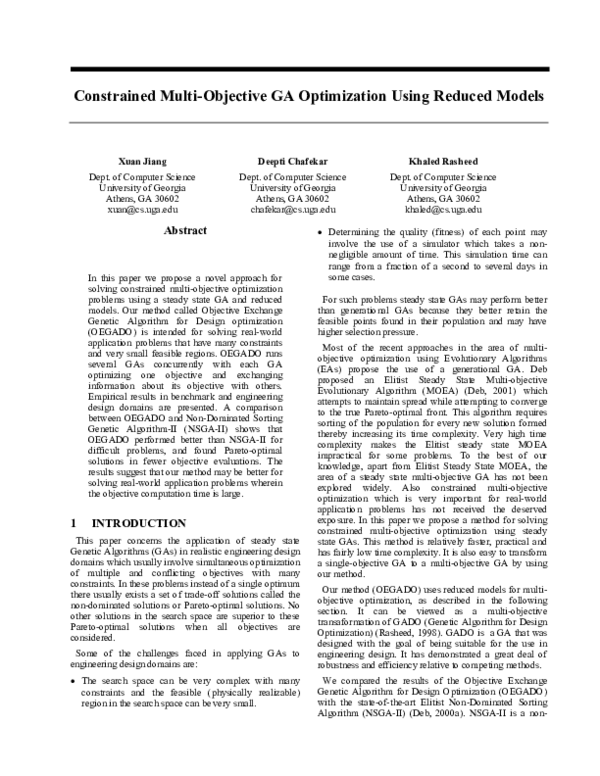 (PDF) Constrained multi-objective ga optimization using reduced models