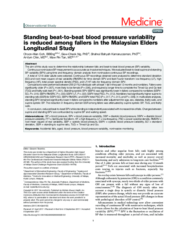 (PDF) Standing beat-to-beat blood pressure variability is reduced among fallers in the Malaysian ...