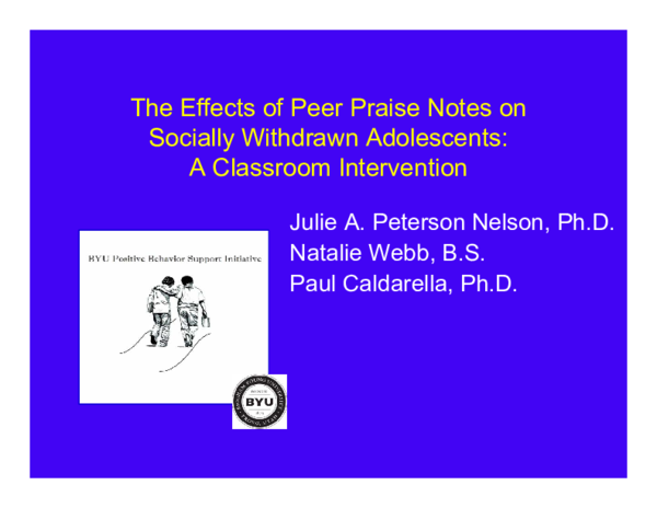 (PDF) The Effects of Peer Praise Notes on Socially Withdrawn ...