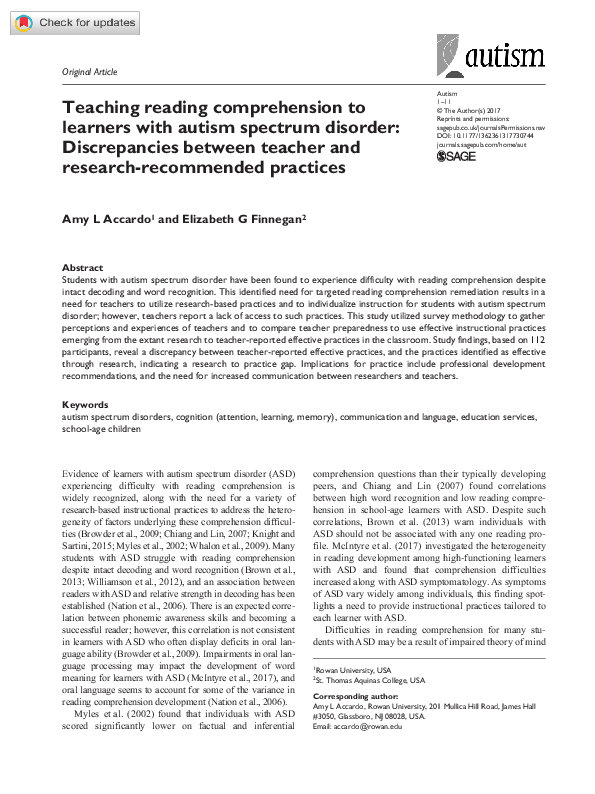 (PDF) Teaching reading comprehension to learners with autism spectrum ...
