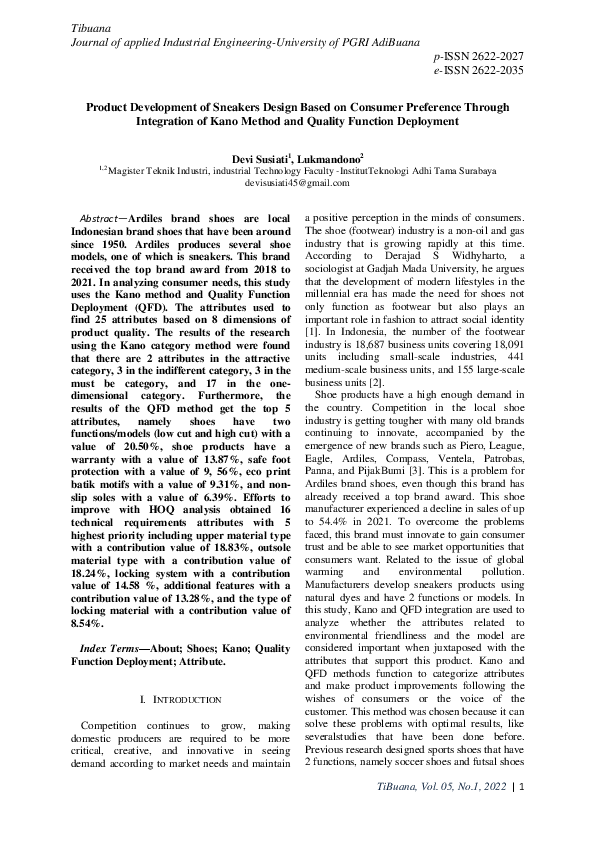 (PDF) Product Development of Sneakers Design Based on Consumer Preference Through Integration of ...