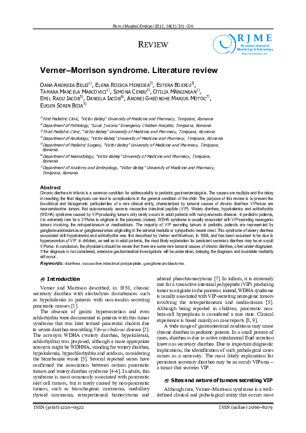 (PDF) Verner-Morrison syndrome. Literature review | Estera Boeriu ...