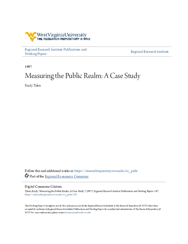 (PDF) Measuring the public realm: A preliminary assessment of the link ...
