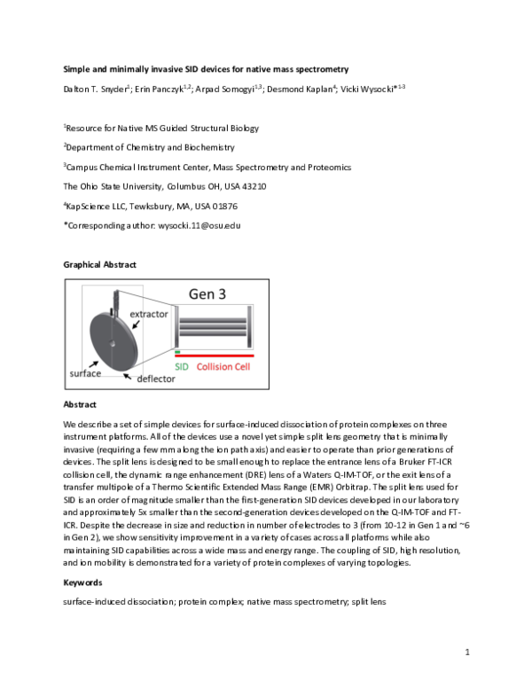 (PDF) Simple and Minimally Invasive SID Devices for Native Mass ...