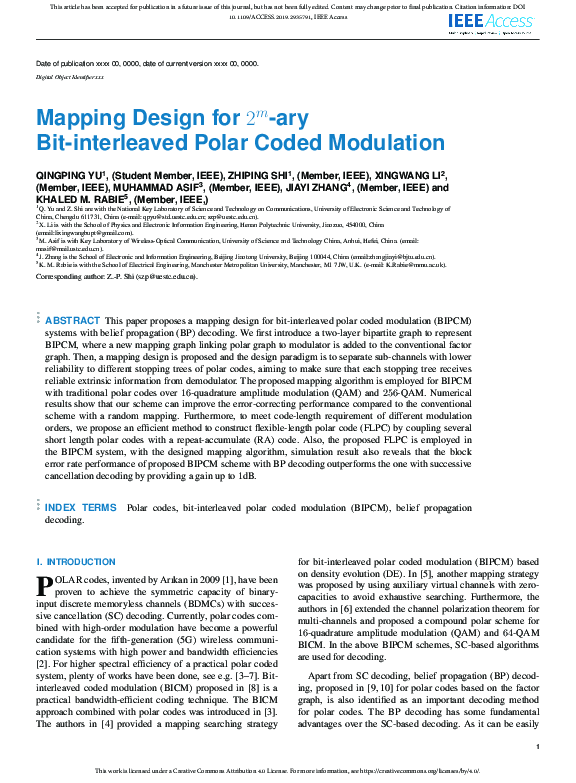 (PDF) Mapping Design for 2m-ary Bit-interleaved Polar Coded Modulation