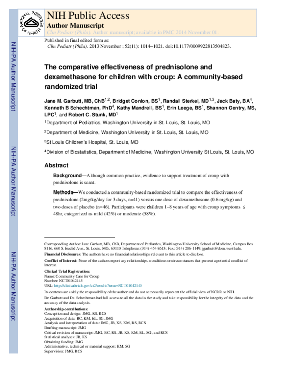 (PDF) The Comparative Effectiveness of Prednisolone and Dexamethasone ...