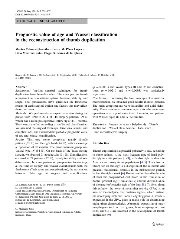 (PDF) Prognostic value of age and Wassel classification in the ...