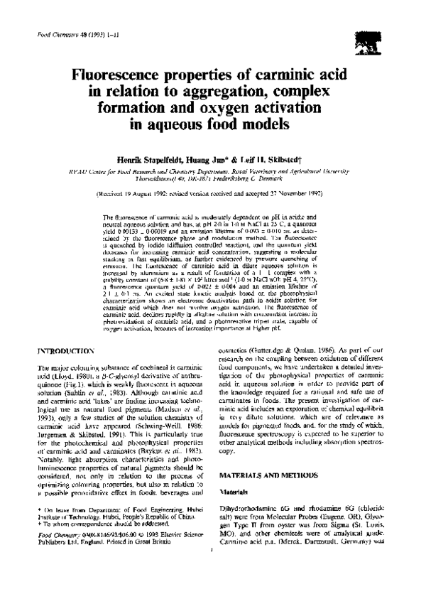 (PDF) Fluorescence properties of carminic acid in relation to ...
