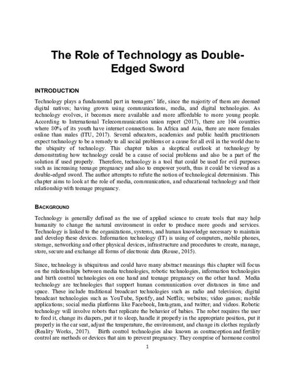 (DOC) The Role of Technology as Double-Edged Sword