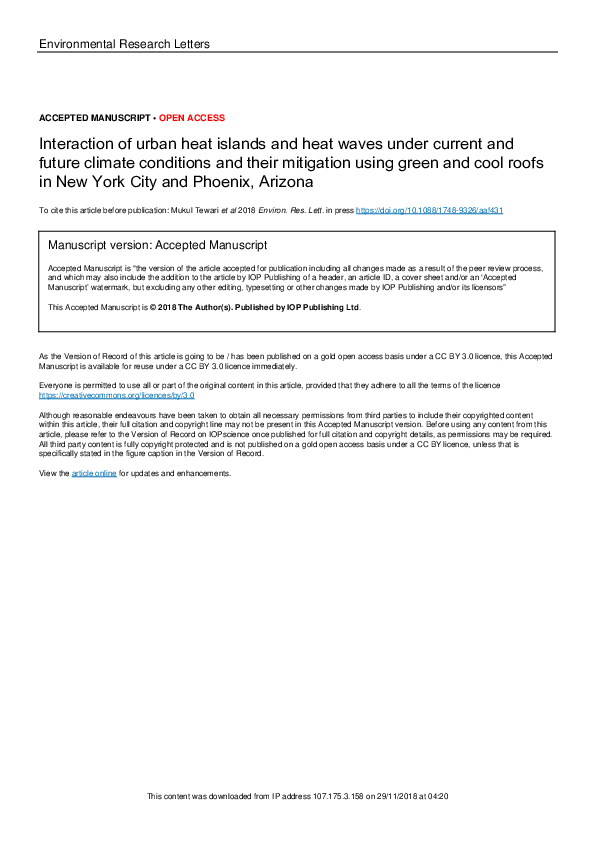 (PDF) Interaction of urban heat islands and heat waves under current ...
