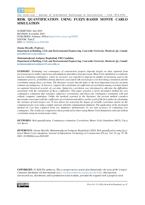 Pdf Risk Quantification Using Fuzzy Based Monte Carlo Simulation