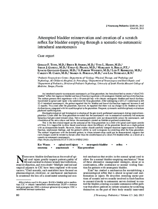 (PDF) Attempted bladder reinnervation and creation of a scratch reflex ...