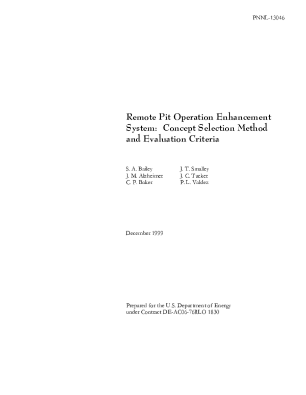 (PDF) Remote Pit Operation Enhancement System: Concept Selection Method ...