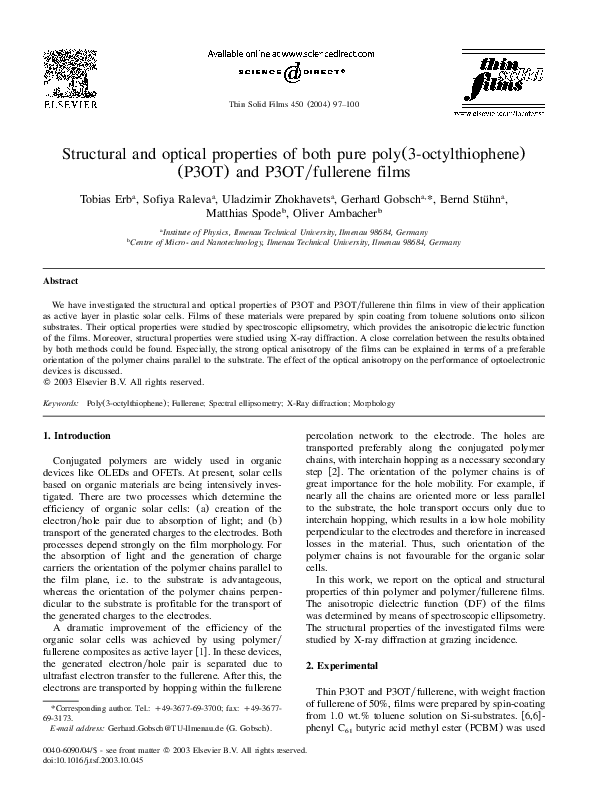 (PDF) Structural and optical properties of both pure poly(3 ...