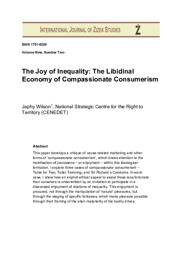 (PDF) The Joy of Inequality: The Libidinal Economy of Compassionate ...