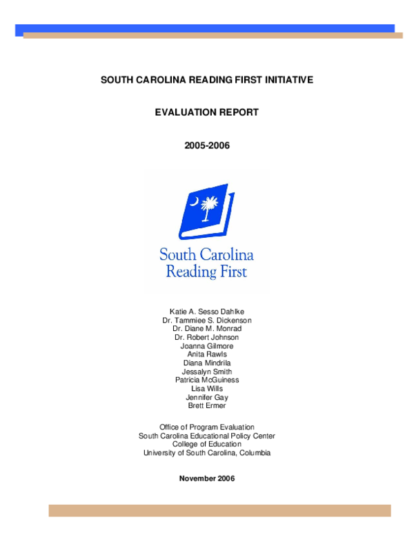 (PDF) South Carolina Reading First Initiative | Diana Mindrila ...