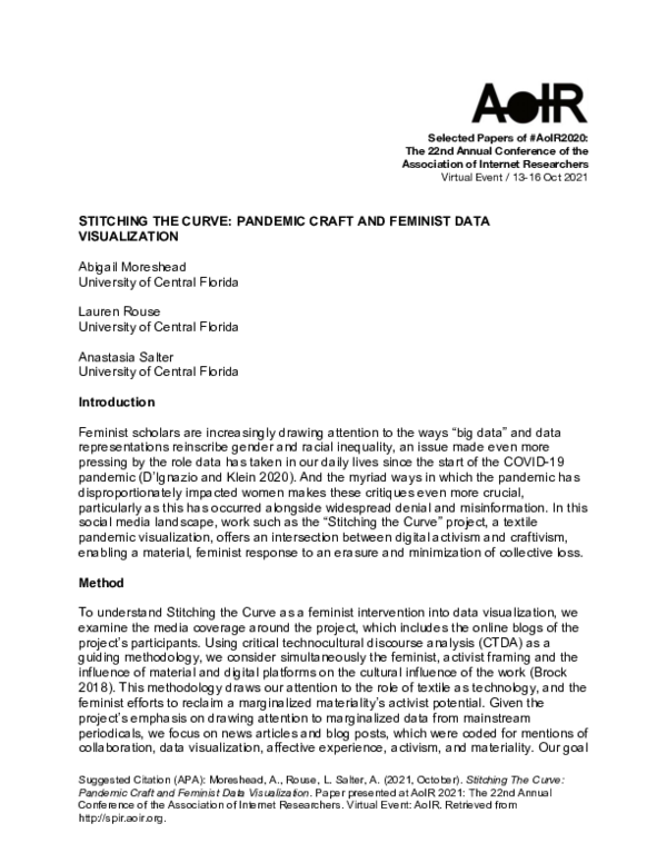(PDF) Stitching the Curve: Pandemic Craft and Feminist Data ...