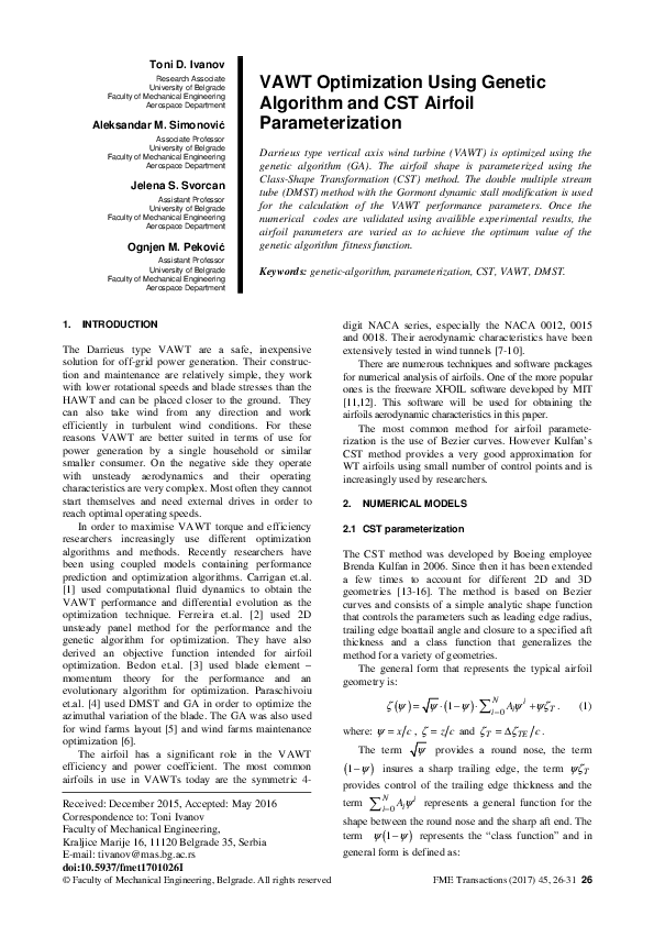 Pdf Airfoil Shape Optimization Using Bézier Curve And Genetic Algorithm Zeki Kiral
