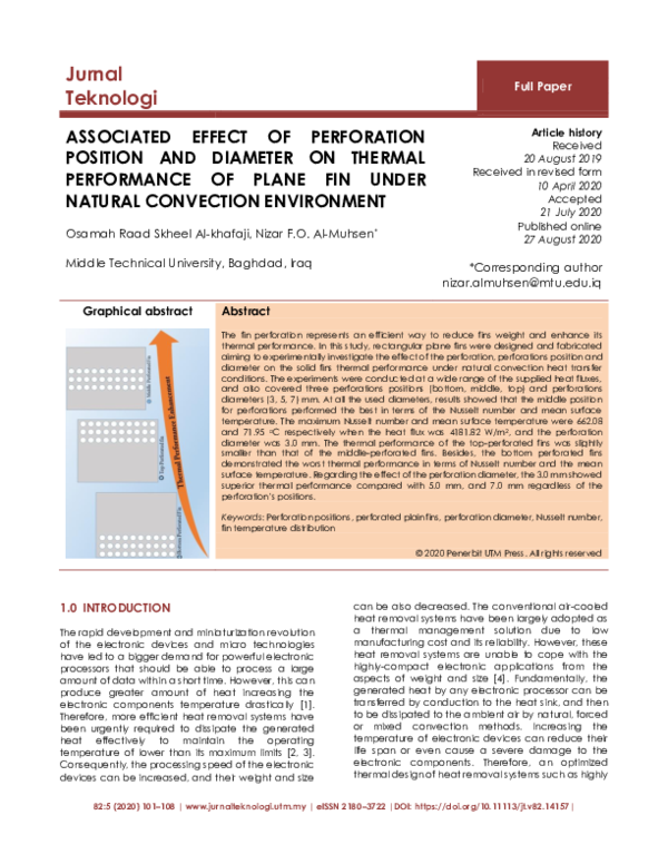 (PDF) Associated Effect of Perforation Position and Diameter on Thermal ...