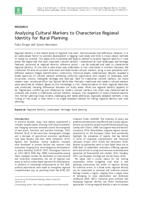 (PDF) Analyzing Cultural Markers to Characterize Regional Identity for ...