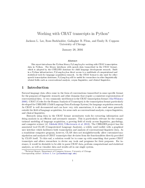 (PDF) Working with CHAT transcripts in Python