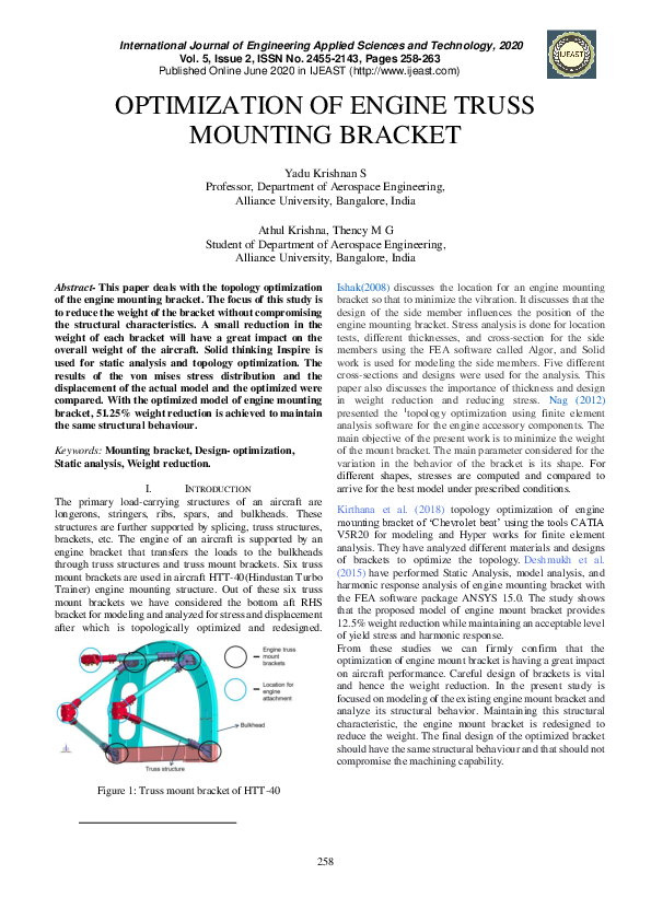 (PDF) Optimization of Engine Truss Mounting Bracket