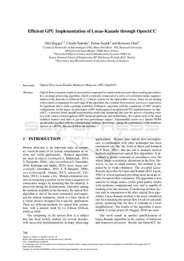 (PDF) Efficient GPU Implementation of Lucas-Kanade through OpenACC