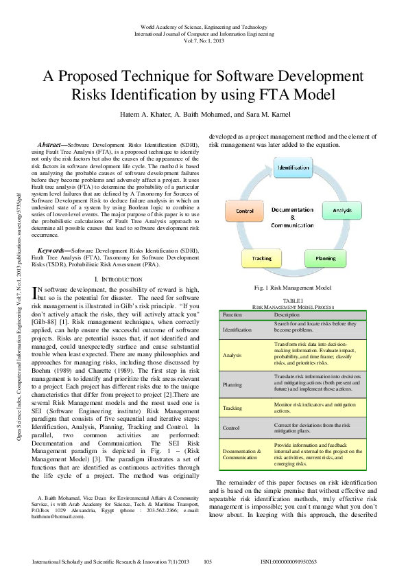 (PDF) A Proposed Technique For Software Development Risks ...