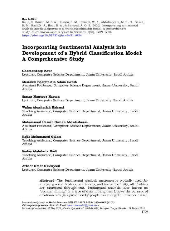 Pdf Incorporating Sentimental Analysis Into Development Of A Hybrid Classification Model A 