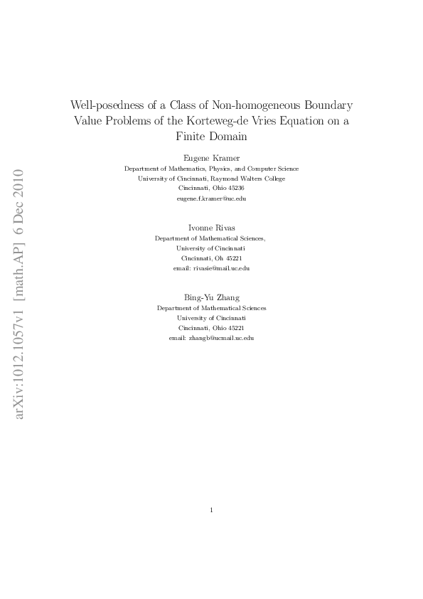 (PDF) Well-posedness of a Class of Non-homogeneous Boundary Value Problems of the Korteweg-de ...
