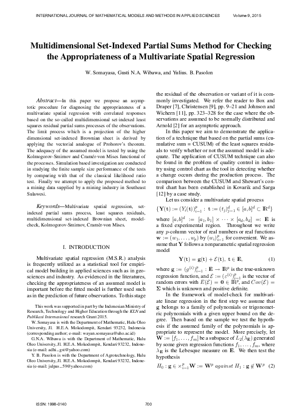 (PDF) Diagnosing Multivariate Spatial Regression Models