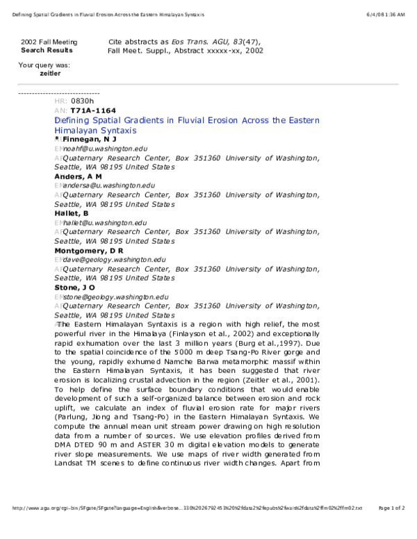 (PDF) Defining Spatial Gradients in Fluvial Erosion Across the Eastern ...
