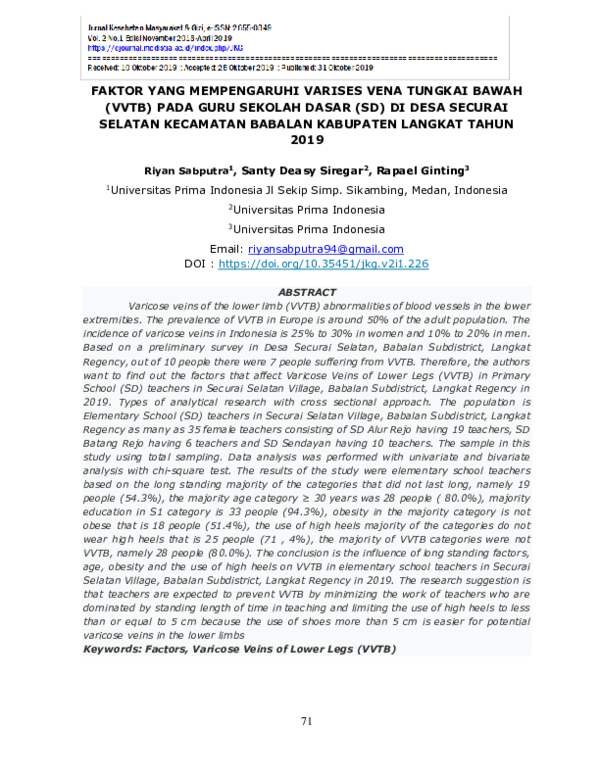 (PDF) Faktor Yang Mempengaruhi Varises Vena Tungkai Bawah (VVTB) Pada ...