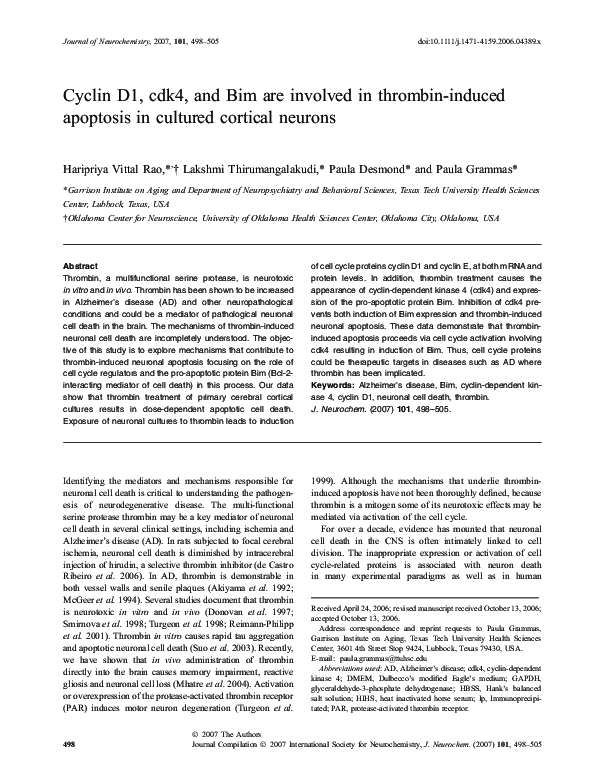 (PDF) Cyclin D1, cdk4, and Bim are involved in thrombin-induced ...