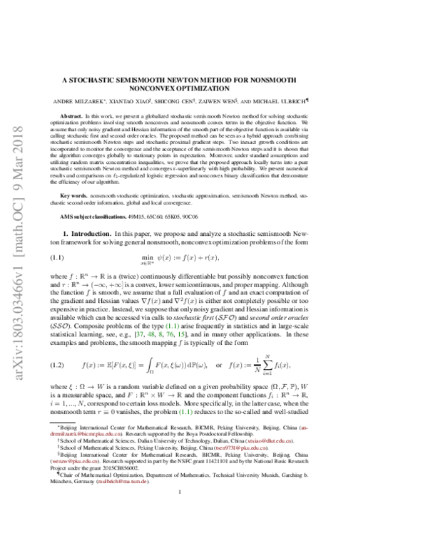 (PDF) A Stochastic Semismooth Newton Method for Nonsmooth Nonconvex Optimization