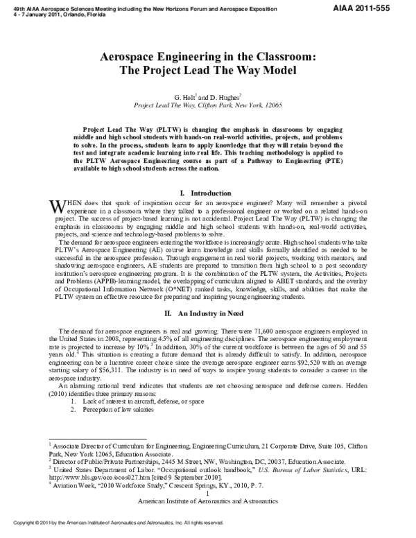 (PDF) Aerospace Engineering in the Classroom: The Project Lead The Way ...