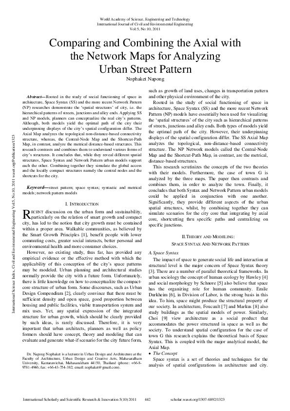 (PDF) Comparing And Combining The Axial With The Network Maps For ...
