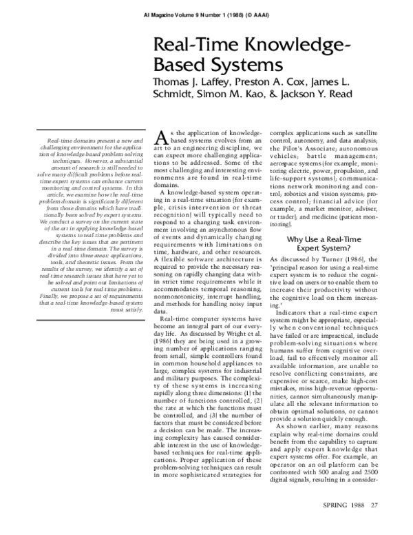 (PDF) Why Use a Real-Time Expert System?
