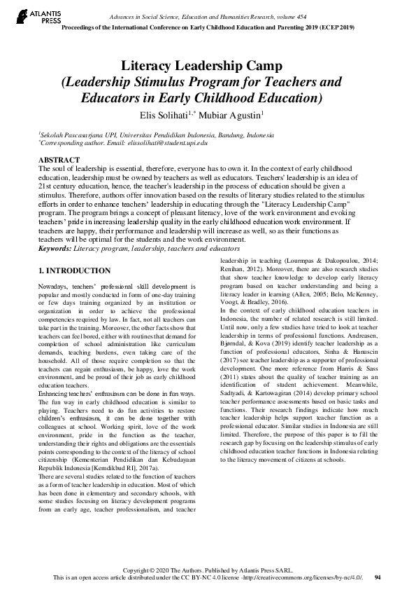 (PDF) Literacy Leadership Camp (Leadership Stimulus Program for ...