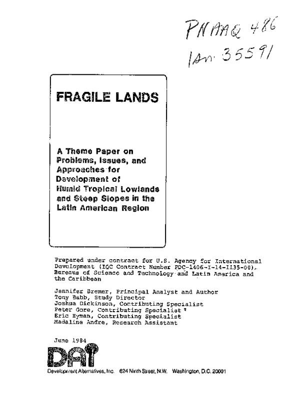 (PDF) Fragile lands: a theme paper on problems, issues, and approaches ...