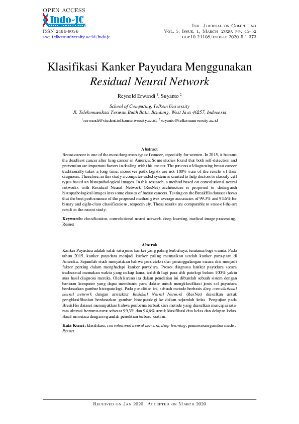 (PDF) Klasifikasi Kanker Payudara Menggunakan Residual Neural Network