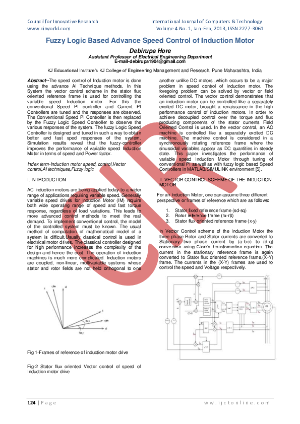 (PDF) Fuzzy Logic Based Advance Speed Control of Induction Motor