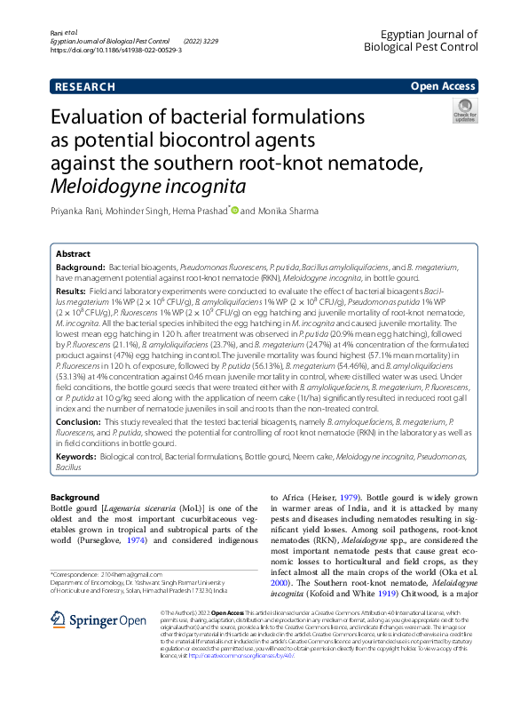 Pdf Evaluation Of Bacterial Formulations As Potential Biocontrol